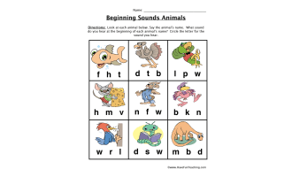 Beginning Animal Sounds Worksheet by Teach Simple