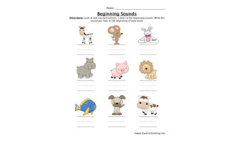 Beginning Sounds Water Animals Worksheet by Teach Simple