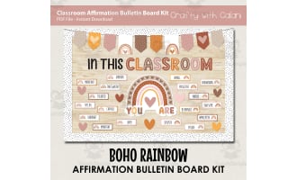 Blue Boho Rainbow Classroom Bulletin Board or Door Decor by Teach Simple