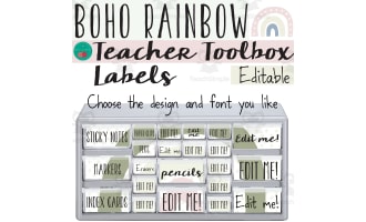 Boho Supply Labels - Editable - Boho Rainbow Classroom Decor by Teach ...