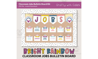 Classroom Job Sign in Rainbow Theme - 100% Editable by Teach Simple