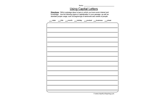 Capital Letters Names Worksheet by Teach Simple