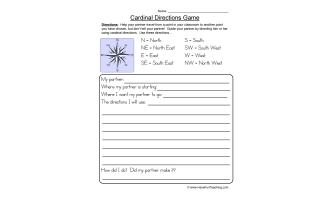 Cardinal Directions Worksheet by Teach Simple