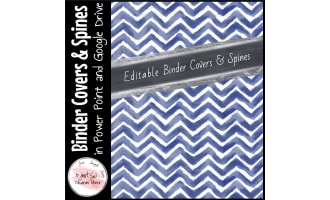 Turquoise Blue Watercolor Chevron Binder Covers and Spines by Teach Simple