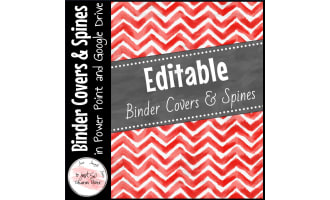 Turquoise Blue Watercolor Chevron Binder Covers and Spines by Teach Simple