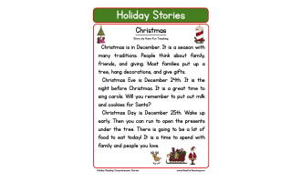 Holidays - Reading Comprehension Worksheet by Teach Simple