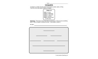Cinquain Worksheet - Pattern 3 by Teach Simple