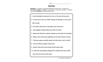 Adverb Cooking Dinner Story Worksheet by Teach Simple