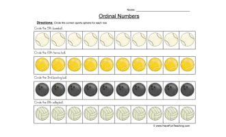 Ordinal Numbers Labels Worksheet by Teach Simple