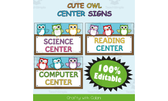 Classroom Center Sign in Candy Land Theme - 100% Editable by Teach Simple