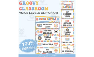 Classroom Voice Level Chart in Pastel Rainbow Theme - 100% Editable by ...