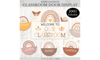 Classroom Welcome Door Sign in Pastel Rainbow Theme - 100% Editable by ...