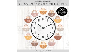Clock Label Classroom Decoration in Pastel Rainbow - 100% Editable by ...