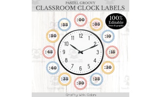 Clock Label Classroom Decoration in Boho Rainbow Theme - 100% Editable ...