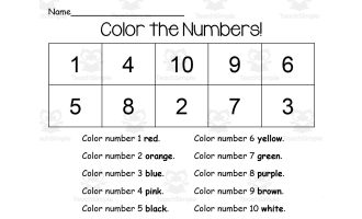 Color Your Numbers 11-20 Printable by Teach Simple