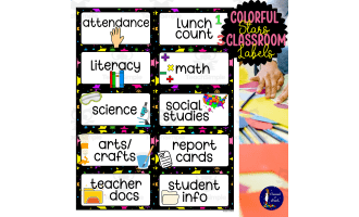 Colorful Classroom Labels by Teach Simple