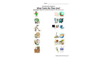 Community Helper Tools Matching Worksheet by Teach Simple