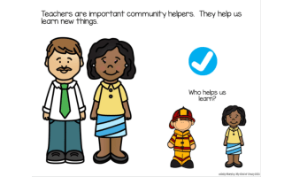 Community Helpers Teachers Adapted Book, Printable, Color and BW by ...