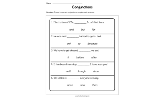 Conjunction Worksheet by Teach Simple