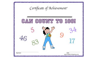 Count to 100 Reward Certificate for Boys by Teach Simple