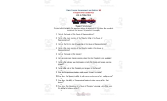 Crash Course Government Episode Worksheet | 2 - The Bicameral Congress ...