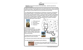 Desert Map Worksheet by Teach Simple