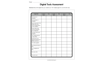 Digital Tools Skills Assessment Worksheet by Teach Simple