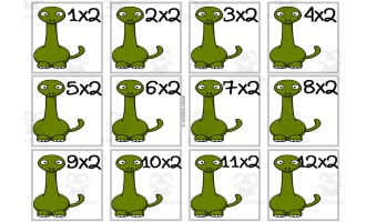 Dinosaur Multiplication Colored Cards x3 by Teach Simple
