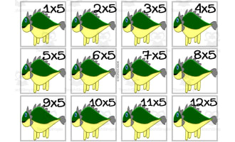 Dinosaur Multiplication Colored Cards x3 by Teach Simple