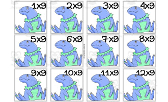 Dinosaur Multiplication Colored Cards x5 by Teach Simple
