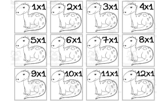 Dinosaur Multiplication Colored Cards x1 by Teach Simple