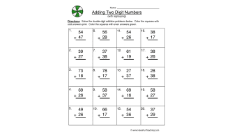 Double Digit Add Regroup Worksheet by Teach Simple