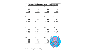 Four Digit Subtraction Regrouping Worksheet by Teach Simple