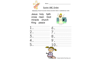 Easter Hunt ABC Order Worksheet by Teach Simple