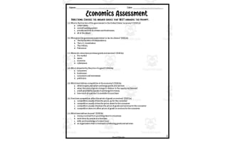 Economic Concepts in History Assessment Study Guide by Teach Simple