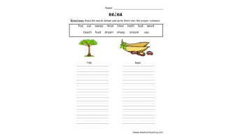 EE EA Digraphs Fill in Blanks Worksheet by Teach Simple