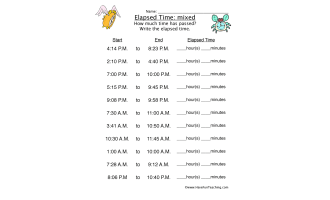 Elapsed Time Minute Worksheet by Teach Simple