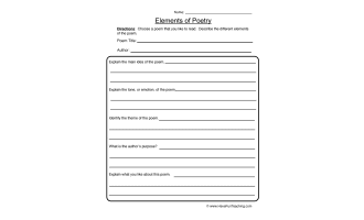 Poetry Response Worksheet by Teach Simple