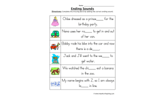 Ending Digraphs Sentences Worksheet by Teach Simple