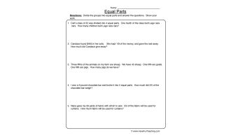 Equal Parts Fractions Worksheet by Teach Simple