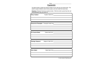 Early Explorers Worksheet by Teach Simple