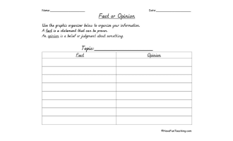Fact and Opinion Lined Graphic Organizer by Teach Simple