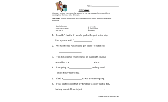 Using Idioms Worksheet by Teach Simple