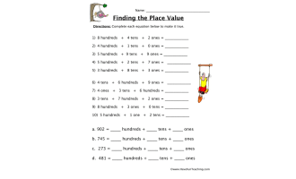 Place Value Identification Worksheet by Teach Simple
