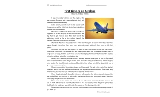 My First Airplane Trip Reading Comprehension Worksheet by Teach Simple