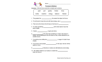 Labeling Force and Motion Worksheet by Teach Simple