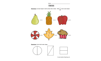 Whole Half Worksheet by Teach Simple