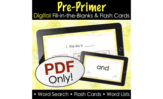 Pre-Primer Dolch Sight Words - Digital + Printable Flash Cards ...