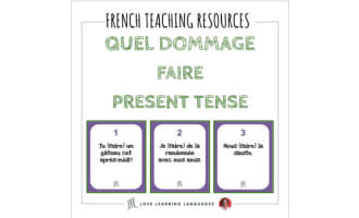 French: Quel Dommage Game - 5 Tenses Task Cards by Teach Simple