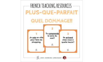 French: Quel Dommage Game - 5 Tenses Task Cards by Teach Simple